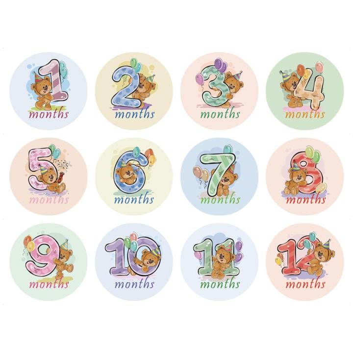 12 Pcs Month Sticker Baby Photography Milestone Memorial Monthly ...