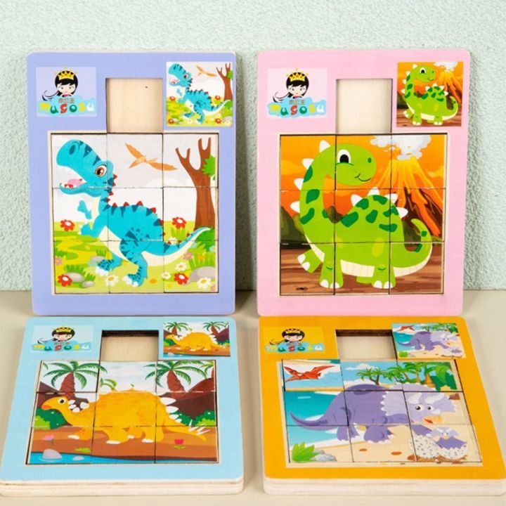 【HOT】 Cartoon Wood Animal Sliding Puzzle Movable Jigsaw Toy Dinosaur ...