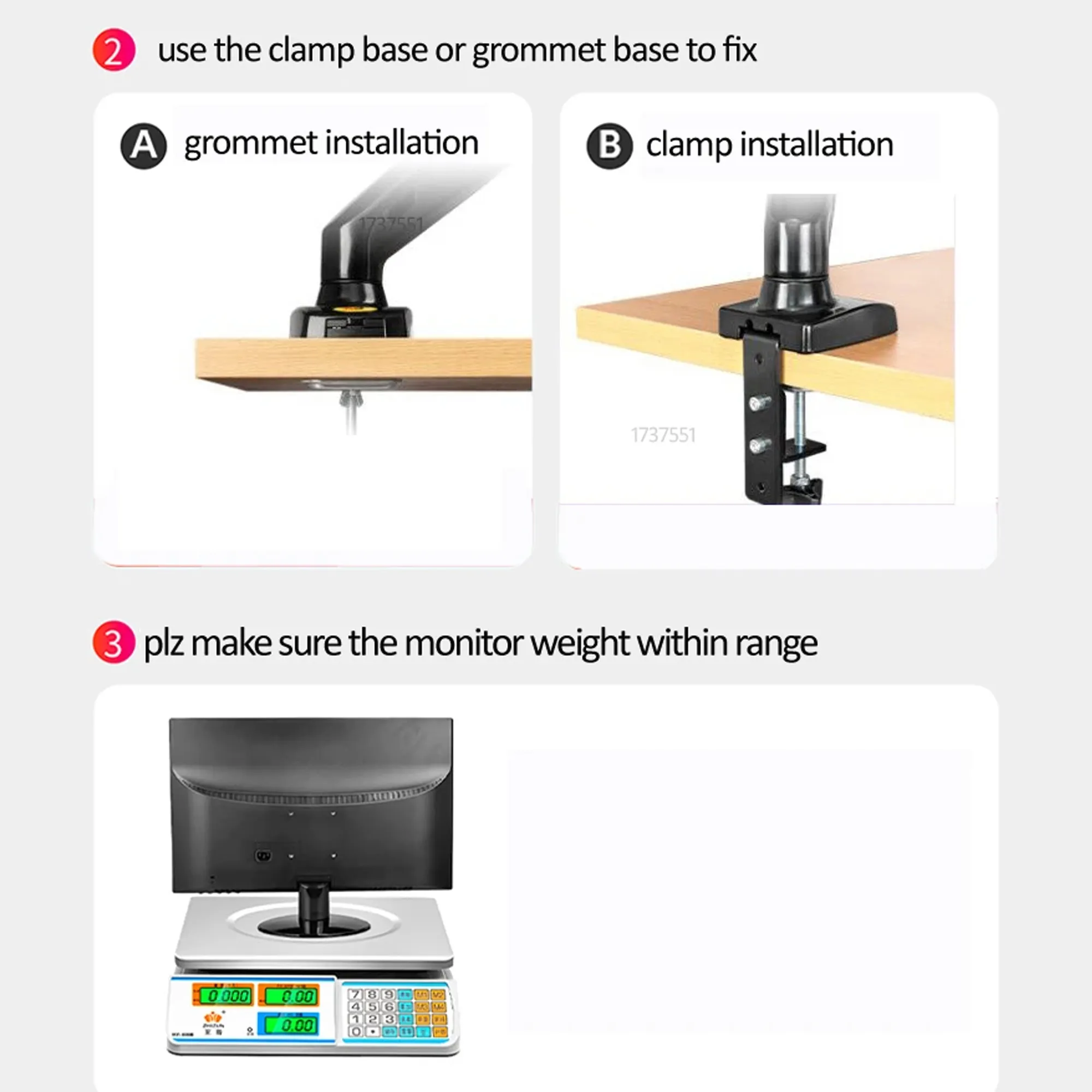 NB F160 Dual Monitor Arm Gas Spring 360 Degree Desktop 17"-30 ...