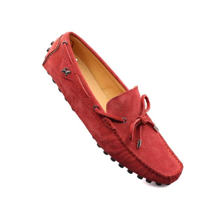 Suade Leather Loafers Shoe - Red | Daraz.lk