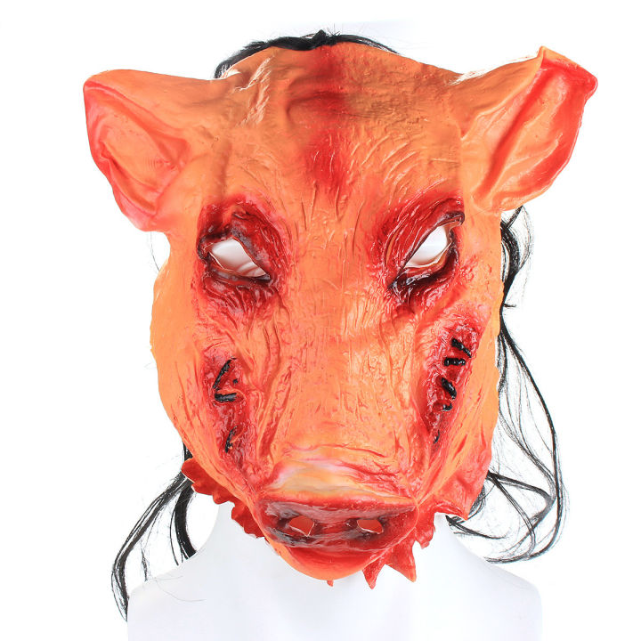 Normal Halloween Creepy Animal Prop Latex Party Unisex Scary Pig Head ...