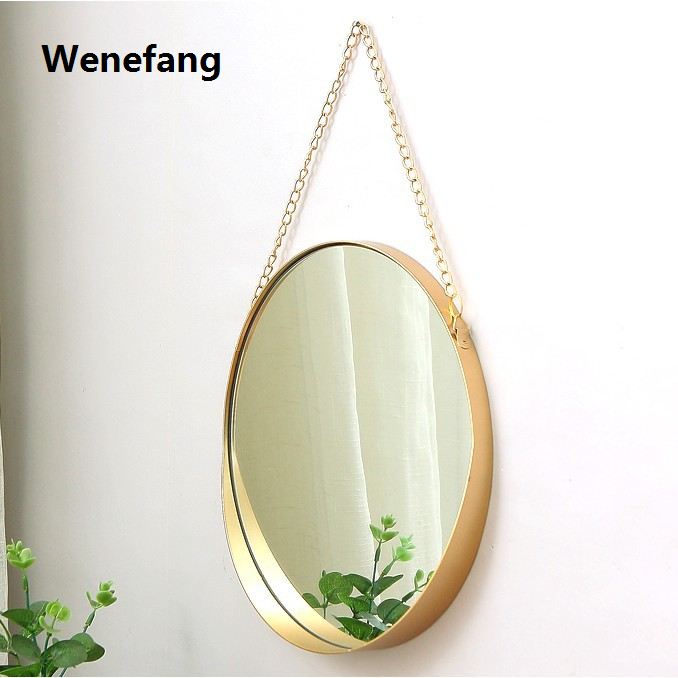 Wenefang Luxury Round Hanging Mirror Gold Decorative Geometry Wall ...