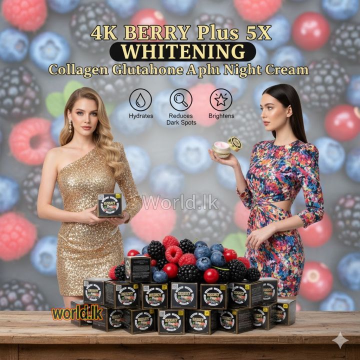 4K BERRY Plus 5X WHIi TENING Collagen Glutathione Alpha Arbutin Night ...
