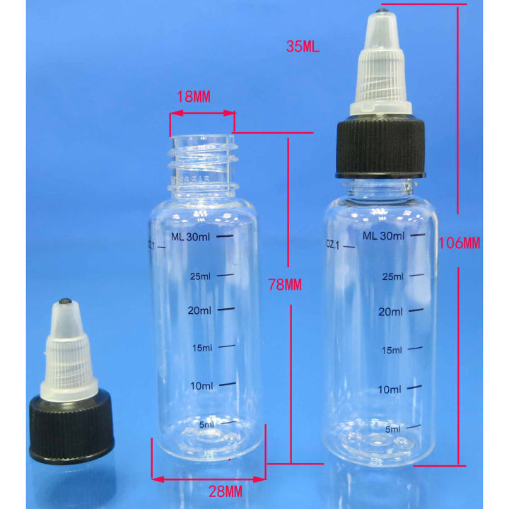 5pcs 30/60/100/120/250/500ml Tattoo Ink Bottle with Twist Cap + Scale ...