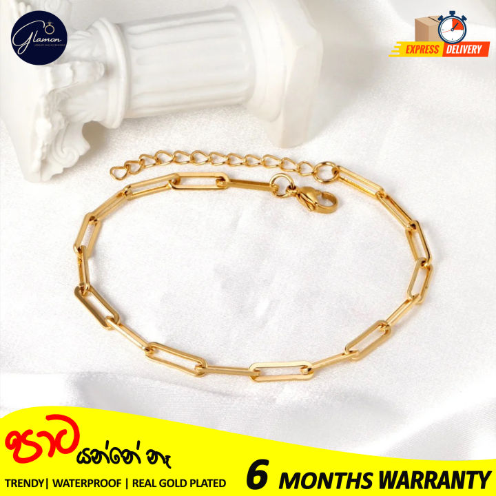 Glamon Gold Color Stainless Steel PaperClip Bracelet For Girls High ...