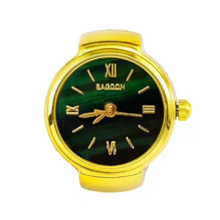Gold Ring 2025 Watch Silver Gemstone Green Style Roman Numerals Unisex ...