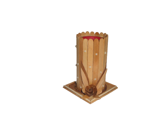 Pen & Pencil Holder Carved Wooden Popsicle stick Desktop Base Large ...