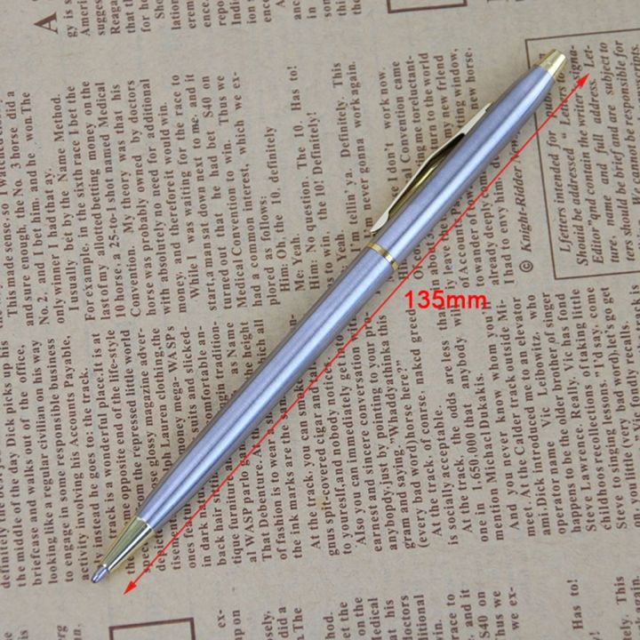 Stainless Steel Fine Rod Rotating Metal Ballpoint Pen Biro Ball Blue ...