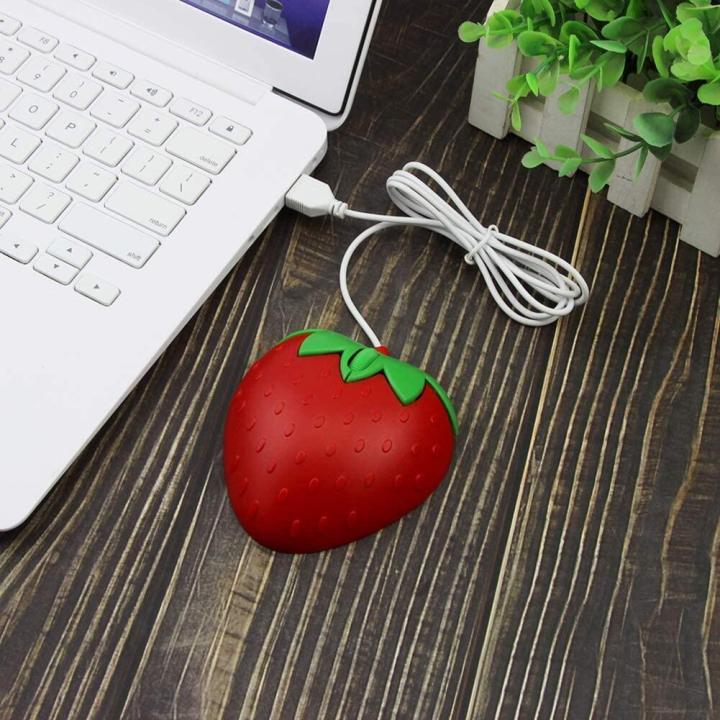 【ALLGOOD】3C Light USB Wired Mouse Cute Fruit Strawberry Shape Wired ...