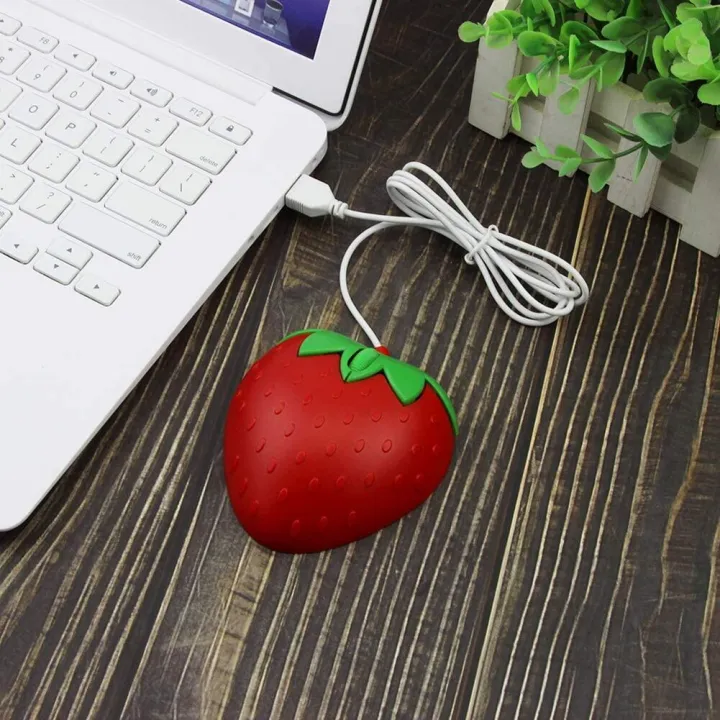 【WEJA】3C Light USB Wired Mouse Cute Fruit Strawberry Shape Wired Mouse ...