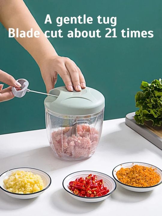 500/900ML Manual Meat Mincer Rotate Hand Pull Vegetable Cutter Fruits ...