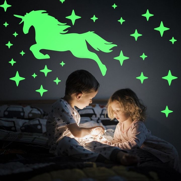 Luminous Running Unicorn 3D Wall Sticker for kids room decoration home ...