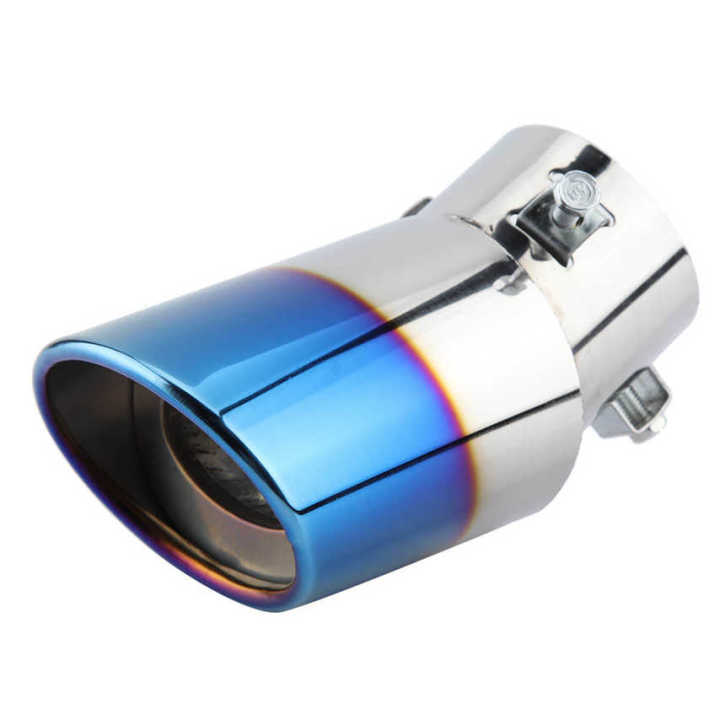 Chrome Blue Universal Curved Exhaust Pipe Rear Muffler Tip Tail ...