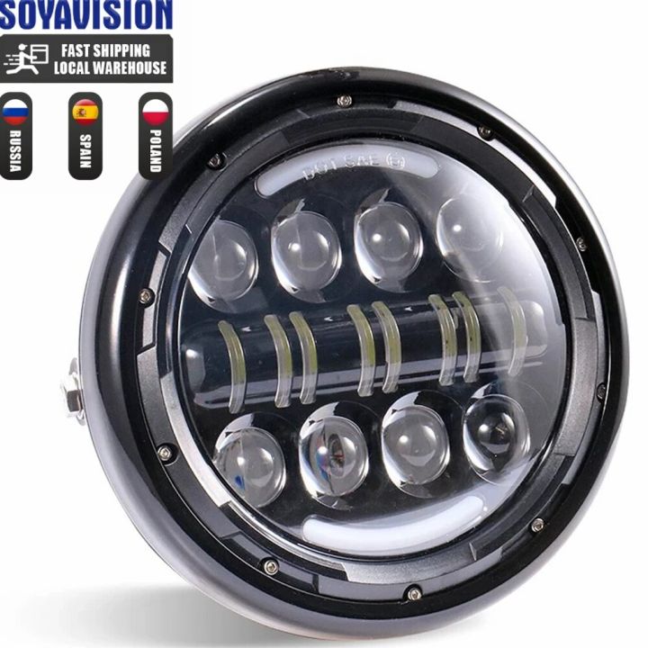universal Motorcycle 7.5 inch LED Headlight for Harley Honda Yamaha ...