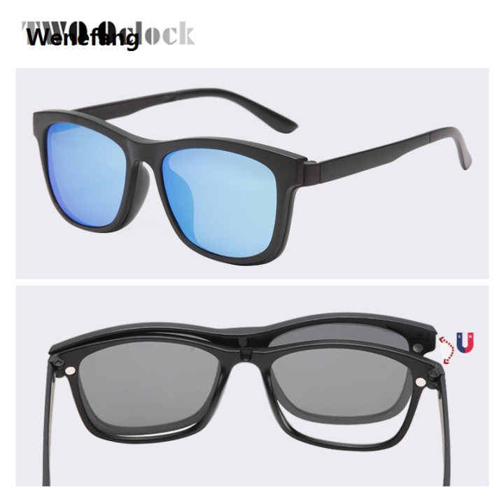 Wenefang TWO Oclock Magnet Sunglasses Men Polarized Clip On Sunglass ...
