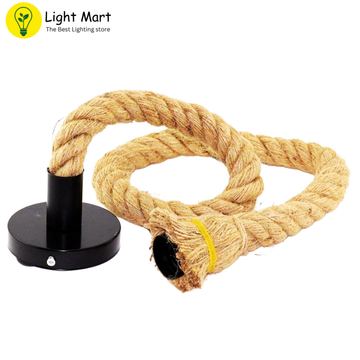 Hemp Rope Ceiling Pendant Light, Double Head 1Meter Vintage Rope ...