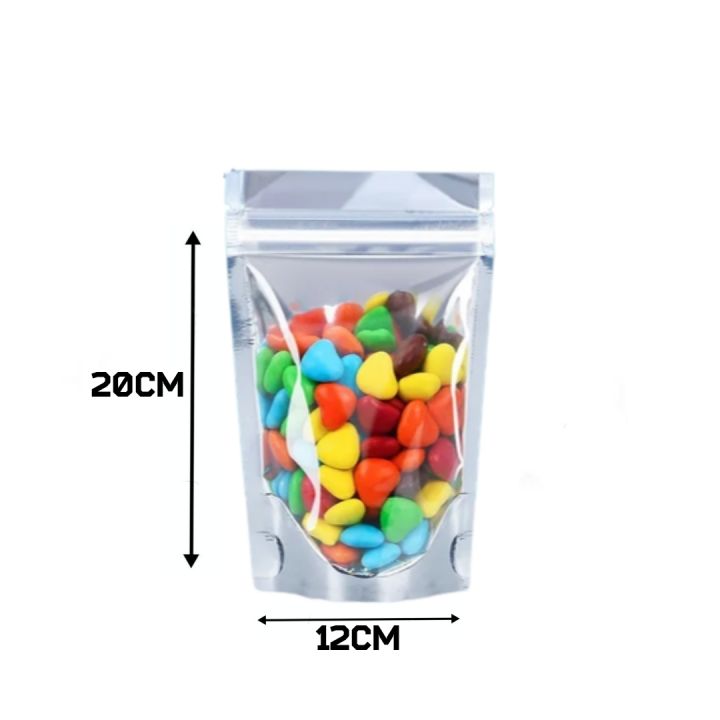 50pcs 12X20cm (100g-150g) Aluminium Foil Clear Front Large window ...