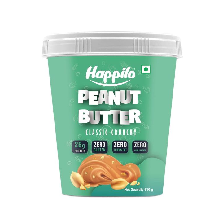 Happilo Classic Peanut Butter Crunchy 500g, Protein Rich, Roasted ...