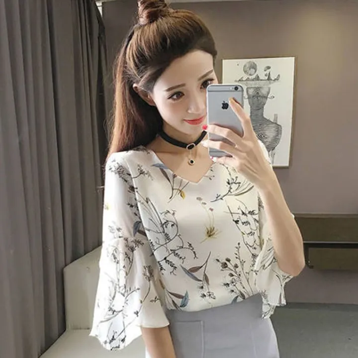 2024 Spring Summer Women's Wear New Short Sleeve Chiffon Shirt Top ...