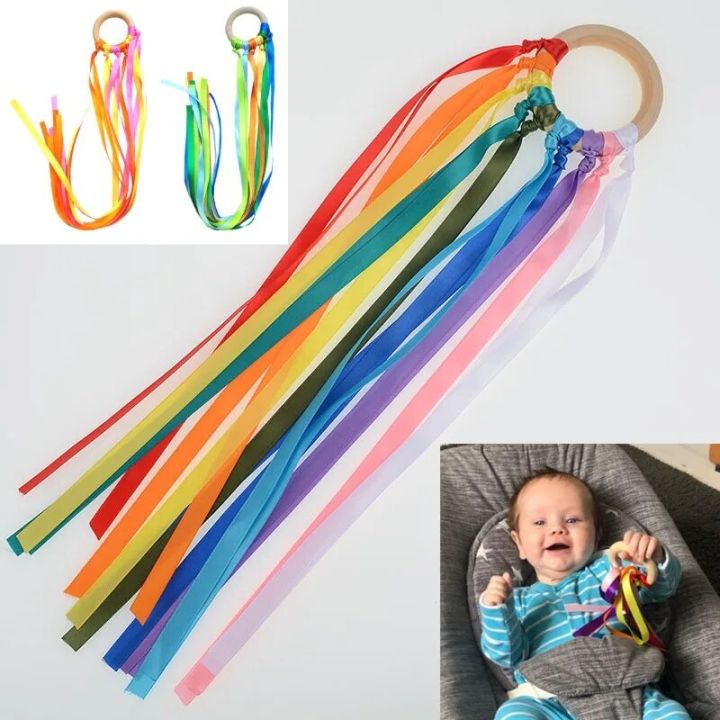 Ribbon Hand Rainbow Montessori Toys Waldorf Sensory Streamers Kids Baby ...
