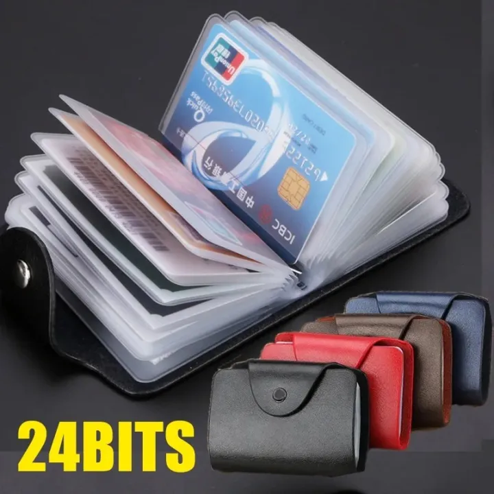 24-bits PU Card Bag Business Card Storage Holder Portable Anti-theft ID ...