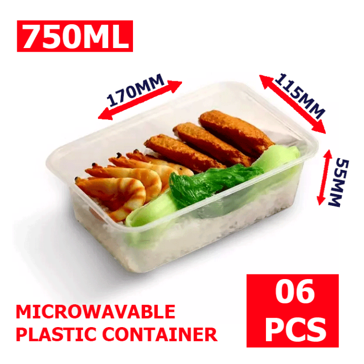 6 Pcs microwavable 750ML Plastic food & storage containers | Daraz.lk
