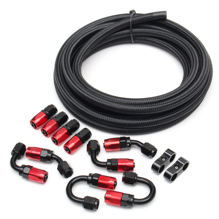 Universal 5M AN6 6-AN Stainless Steel Braided Oil Fuel Line Hose ...