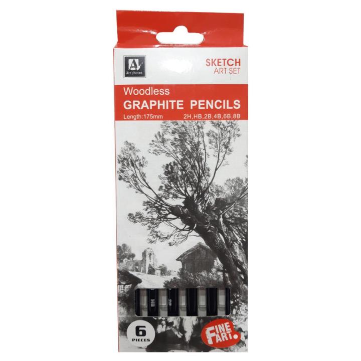 Art Nation Woodless Graphite Pencils Set of 6PCS 2H HB 2B 4B 6B 8B ...