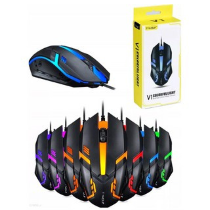 T-Wolf V1 RGB Gaming Mouse 1200DPI Backlight Colorful USB Wired Optical mouse | Daraz.lk