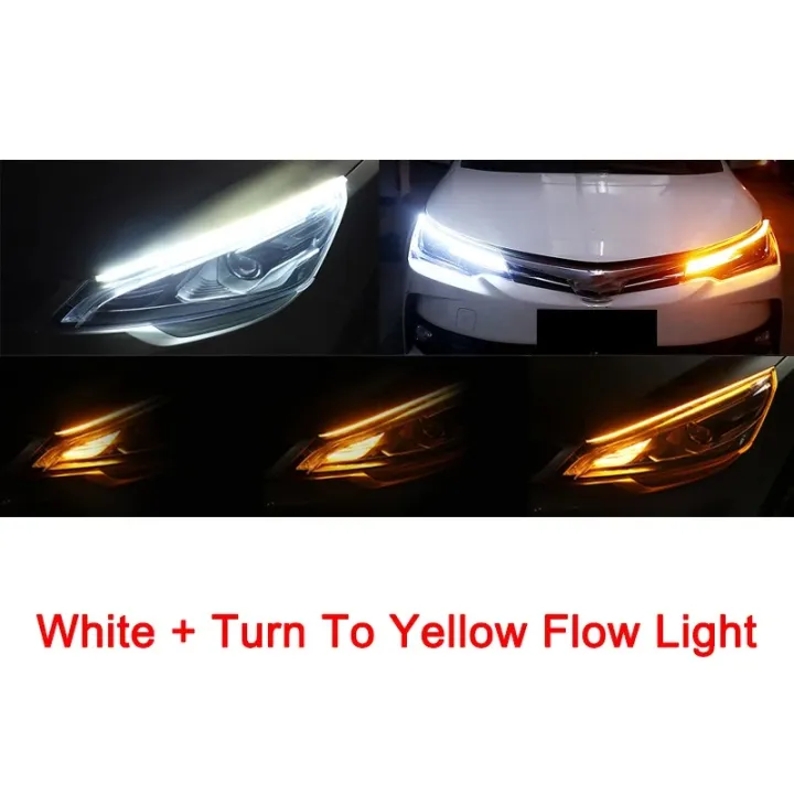 2 Pcs/Set Car DRL Strip Light Turn Signal Flow Lights Daytime Running ...