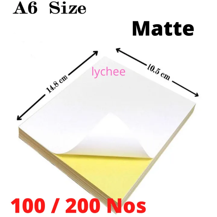 Sticker Paper Matte A6 Size 200 / 100 Sheets Blank Sticker Paper for ...