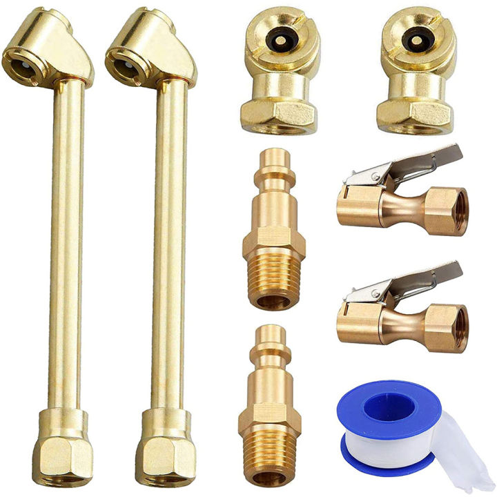 9PCS Heavy Duty Brass Air Chuck Set,1/4 Female Closed Ball Air Chuck ...