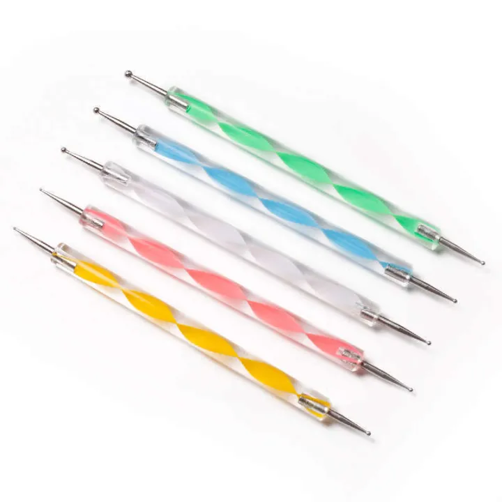 Nail Art Tools Spiral Rod Needle Dotting Rhinestone Hook Flower Double ...