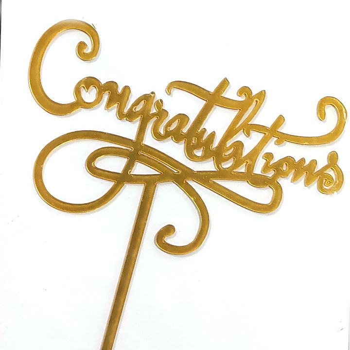 Congratulation Party Cake Decoration Cake Topper Plastic Gold ...