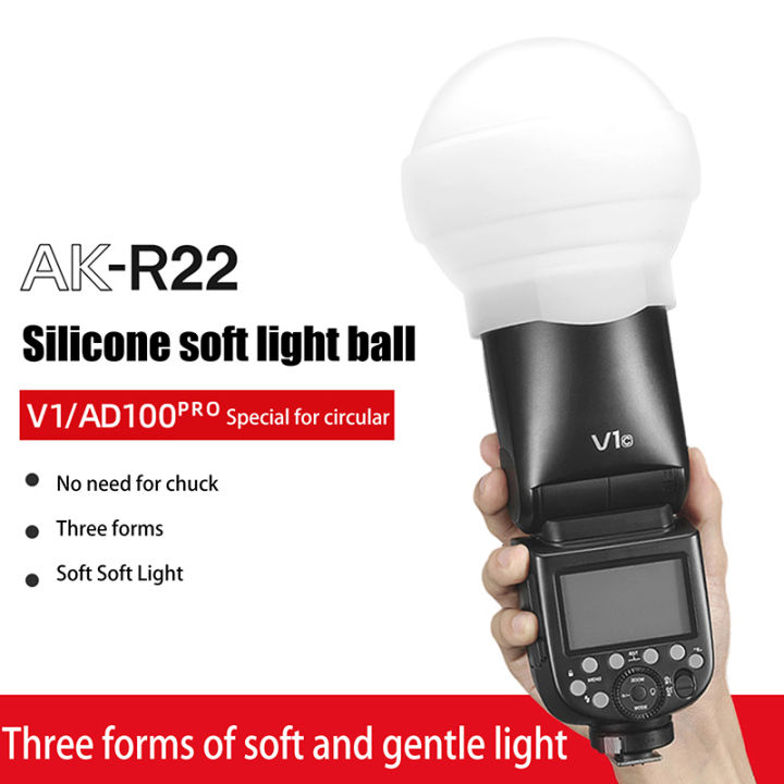 Flash Diffuser Dome Collapsible AK-R22 Silicone Soft Light Ball For V1 ...
