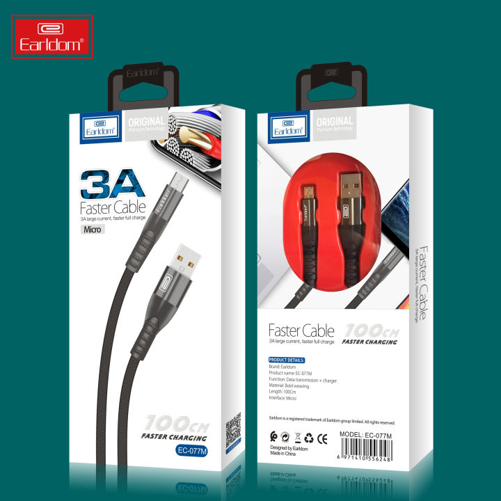 Earldom 3A Large Current Fast Charging Micro USB 1M Cable EC-077M Mobile Phone Cord Data Charger ...