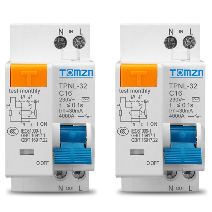 BRADOO 2X TPNL DPNL 230V 1P+N Residual Current Circuit Breaker with ...