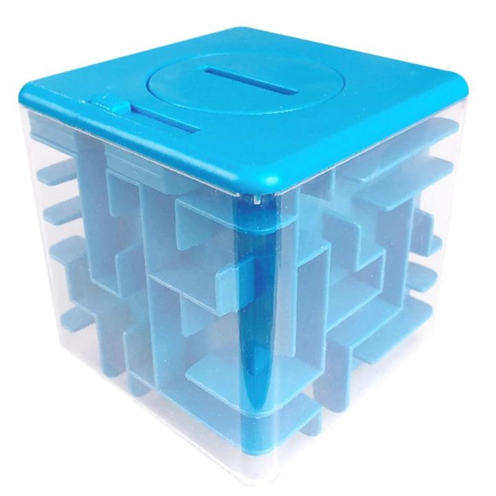 【DATA FROG Global MALL】8cm 3D Maze Cube Piggy bank Magic Square Puzzle ...