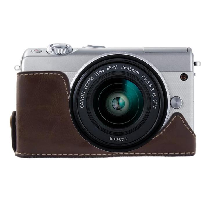 1/4 inch Thread PU Leather Camera Half Case Base for Canon EOS M100 ...