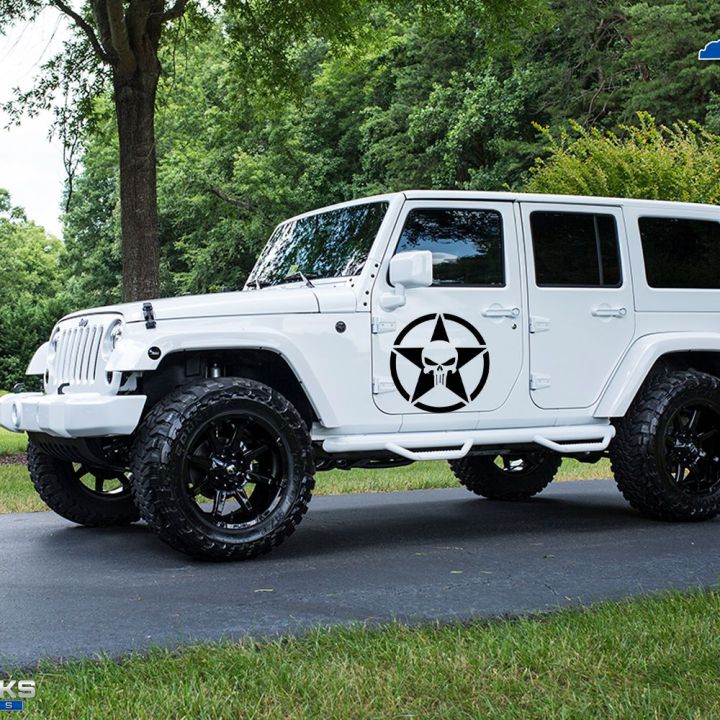Star Jeep Wrangler Star Skull Decal Army Decal Sticker (Black) | Daraz.lk
