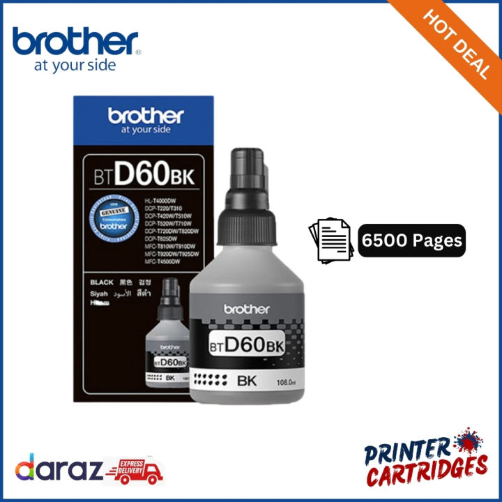 Brother BTD60BK Black | BT5000 Cyan/ Yellow/ Magenta Original Ink ...