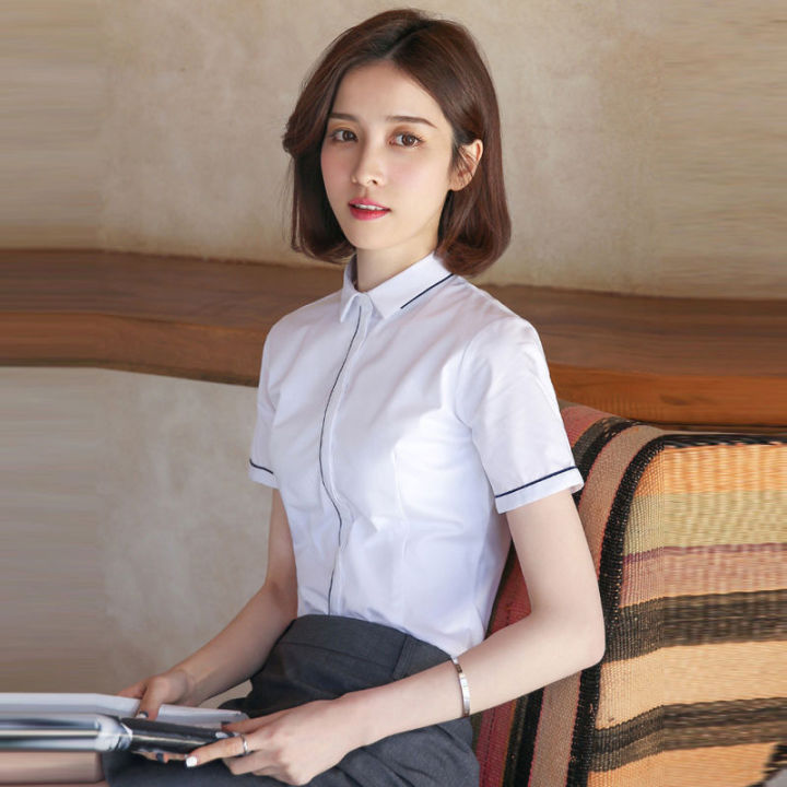 Shirt Temperament Short Sleeve White Professional 2024 New Work Clothes ...