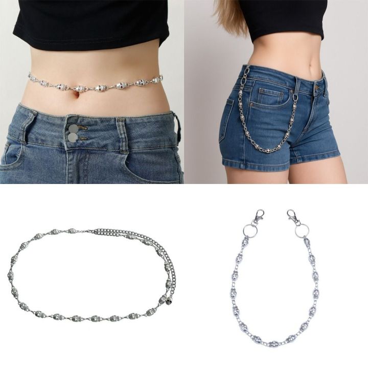 Y2K Versatile Gothic Waist Chain Punk Style Silver Hip Hop Rock Jeans ...