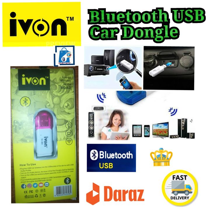 IVON USB Wireless Bluetooth Audio Music Receiver Dongle Adapter For Car ...