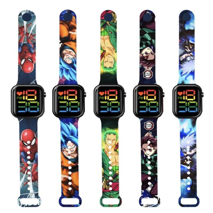 Cartoon LED Child Electronic Watch Spiderman Hello Kitty Anime Printing ...