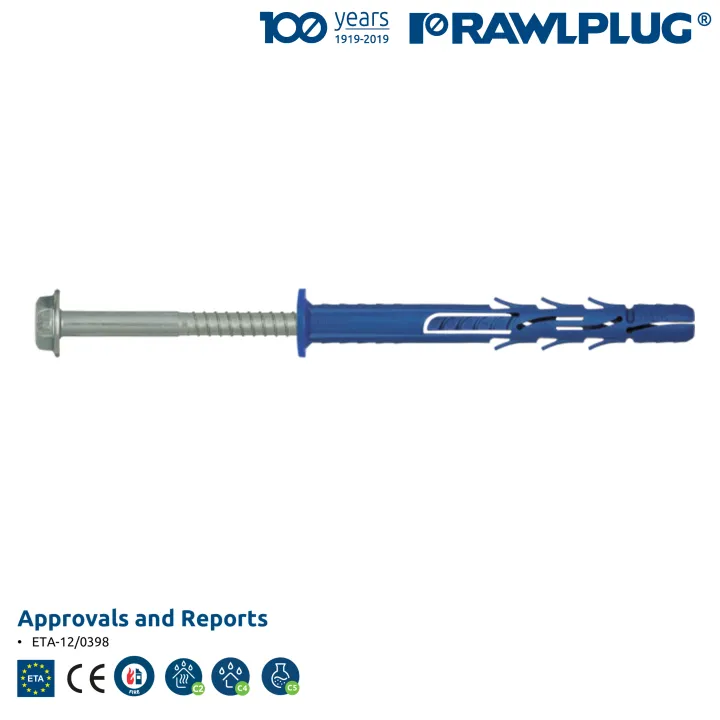 RAWLPLUG® Universal Nylon Frame Fixing with collar and hex head screw ...