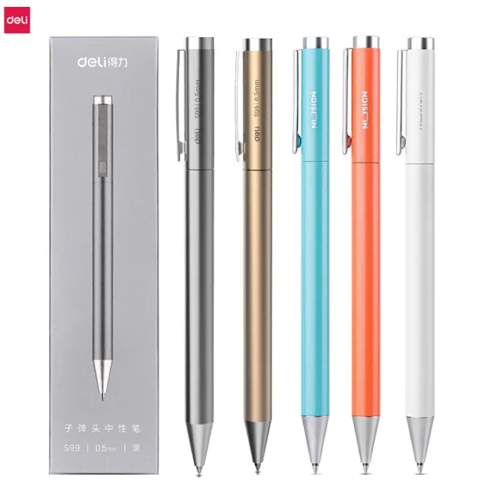 Deli Metal Signing Gel ink Pen Rolling Ball Smooth Writing Pens 0.5mm ...