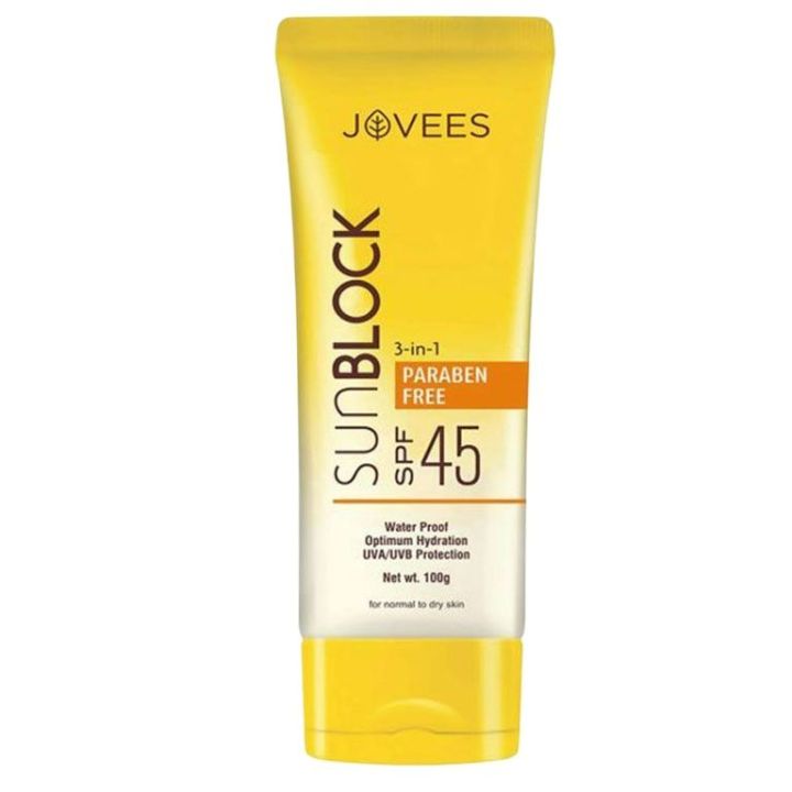 Jovees Sun Block Sunscreen SPF 45 For Dry Skin Water Proof UVA/UVB ...