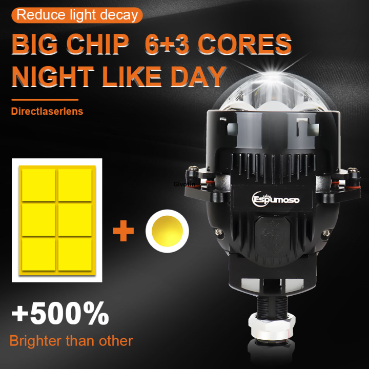 3inch Dual Hyperboloid Bi-LED Projector Lenses 6000K Hella 3R H4 H7 ...