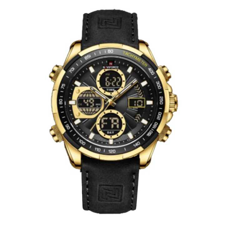 NAVIFORCE #NF9208 Black And Gold Stainless Steel Men's Watch | Daraz.lk